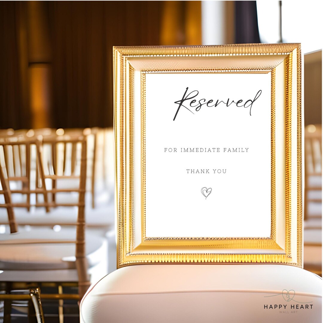 Minimalist Reserved Seating Sign: Bohemian Wedding Decor (digital ...