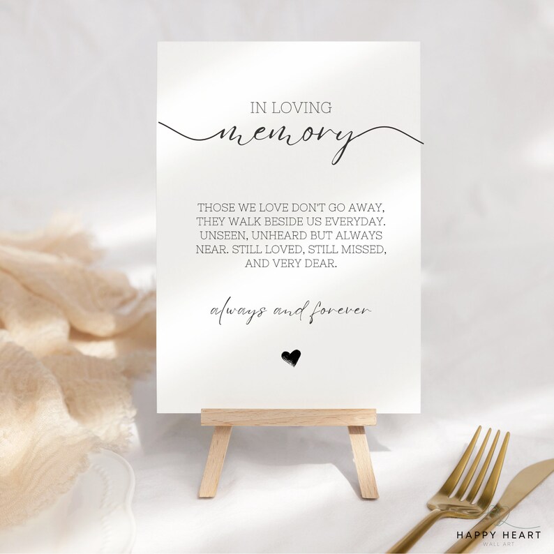 Minimalist in Loving Memory Sign, Printable in Loving Memory Sign for ...