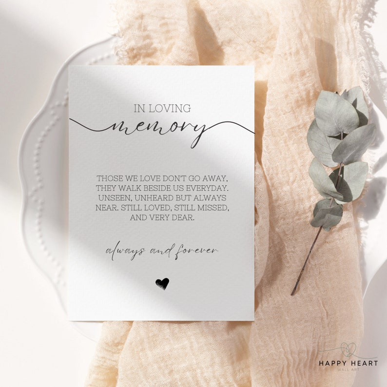 Minimalist in Loving Memory Sign, Printable in Loving Memory Sign for ...