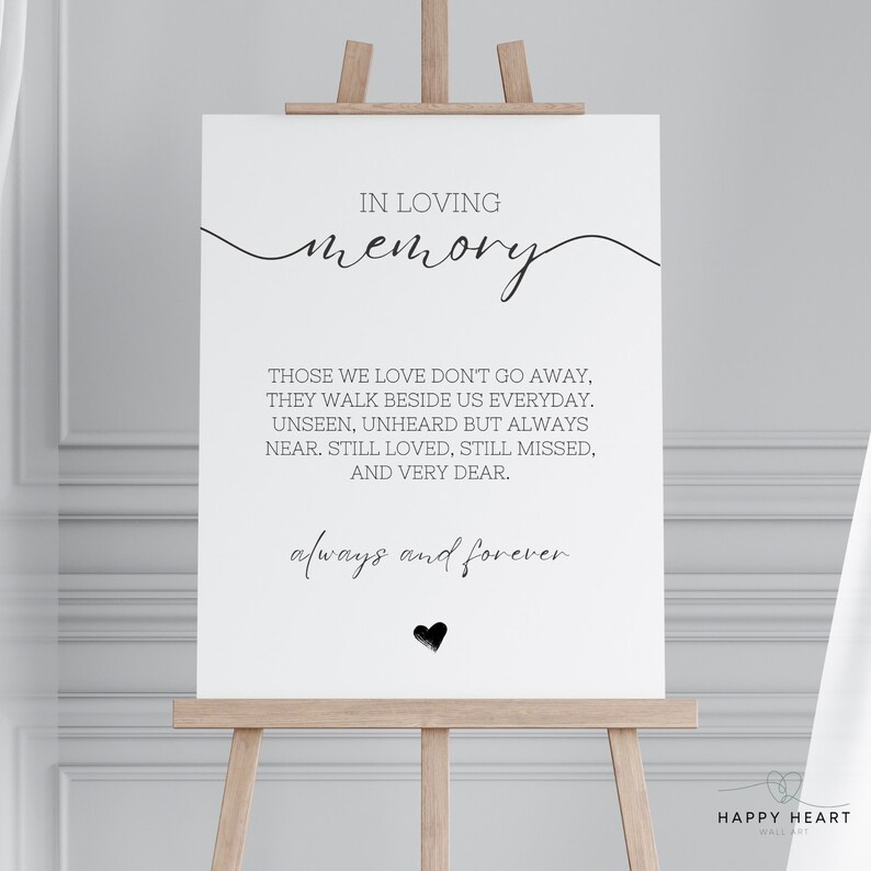 Minimalist in Loving Memory Sign, Printable in Loving Memory Sign for ...