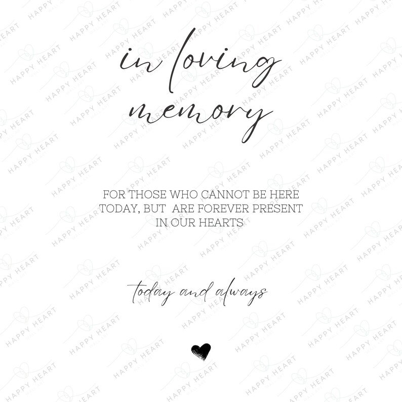 Minimalist in Loving Memory Sign, Printable Memory Sign, Sign for ...