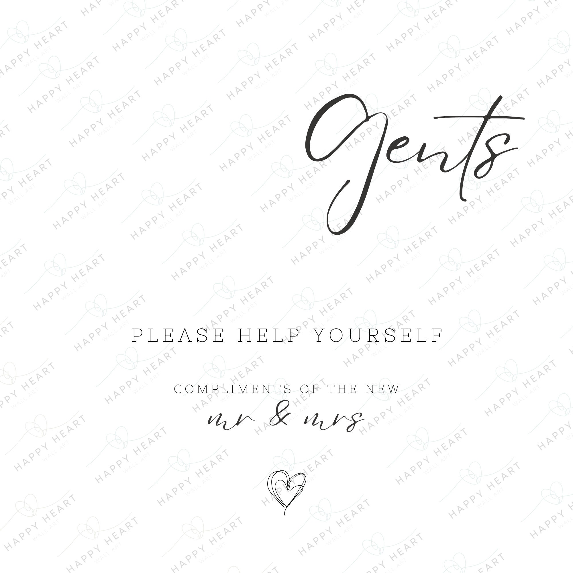 Minimalist Gents Bathroom Sign Template: Wedding Restroom Decor ...