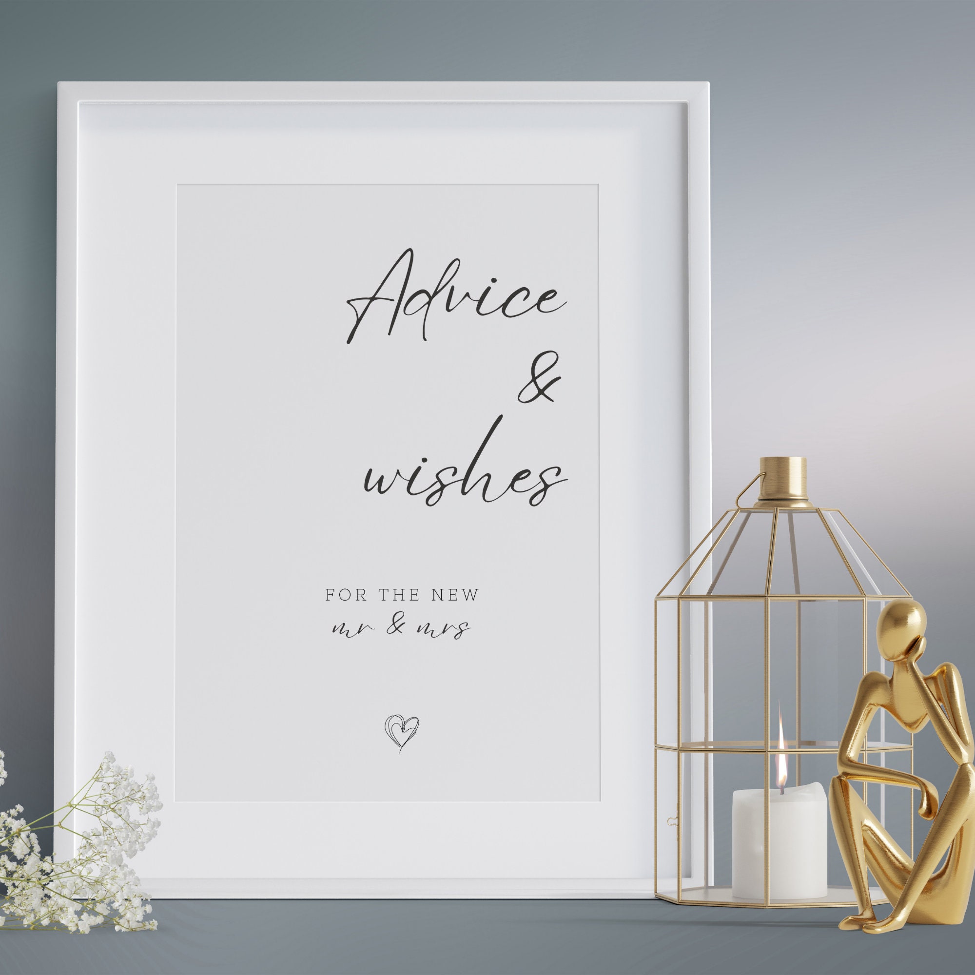 Minimalist Advice and Wishes for the Bride and Groom Sign, Advice Sign ...