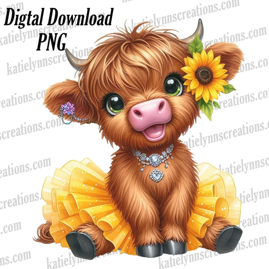 Highland Cow Clip Art, Highland Cow Png, Highland Cow Design, - Digital ...