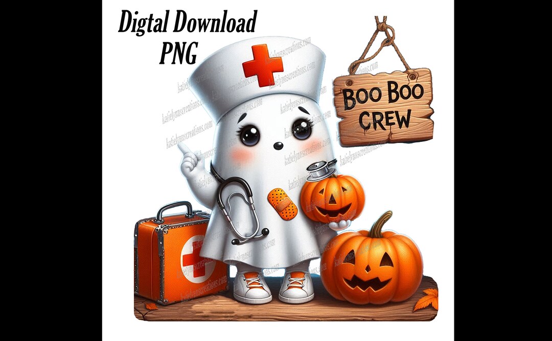 Cute Boo Boo Crew Nurse Clip Art PNG- Adorable Nurse Illustration for ...