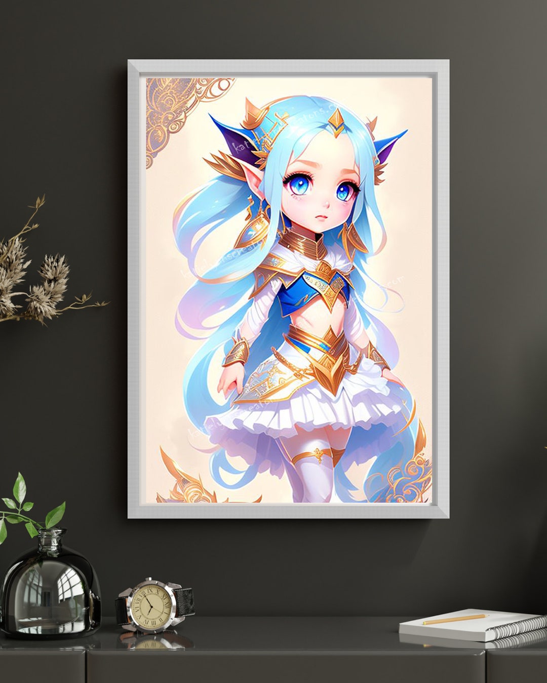 Elvish Chibi Goddess, Digital Download Cute Anime Chibi Kawaii AI Art ...