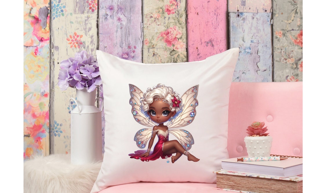 Black Fairy Pixie Chibi Girl in Maroon Png Clipart - Melanin Fairy ...