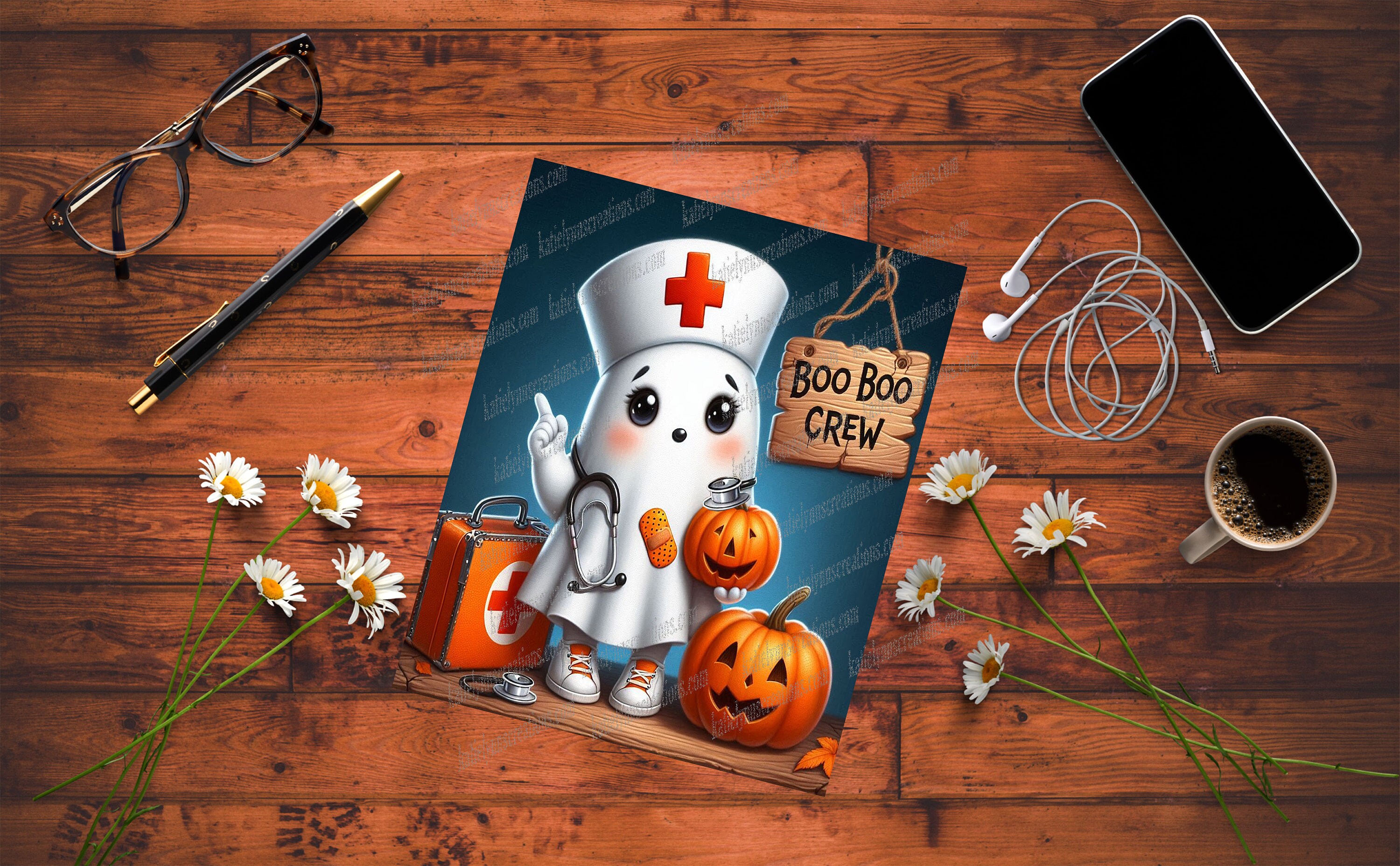 Cute Boo Boo Crew Nurse Clip Art PNG- Adorable Nurse Illustration for ...