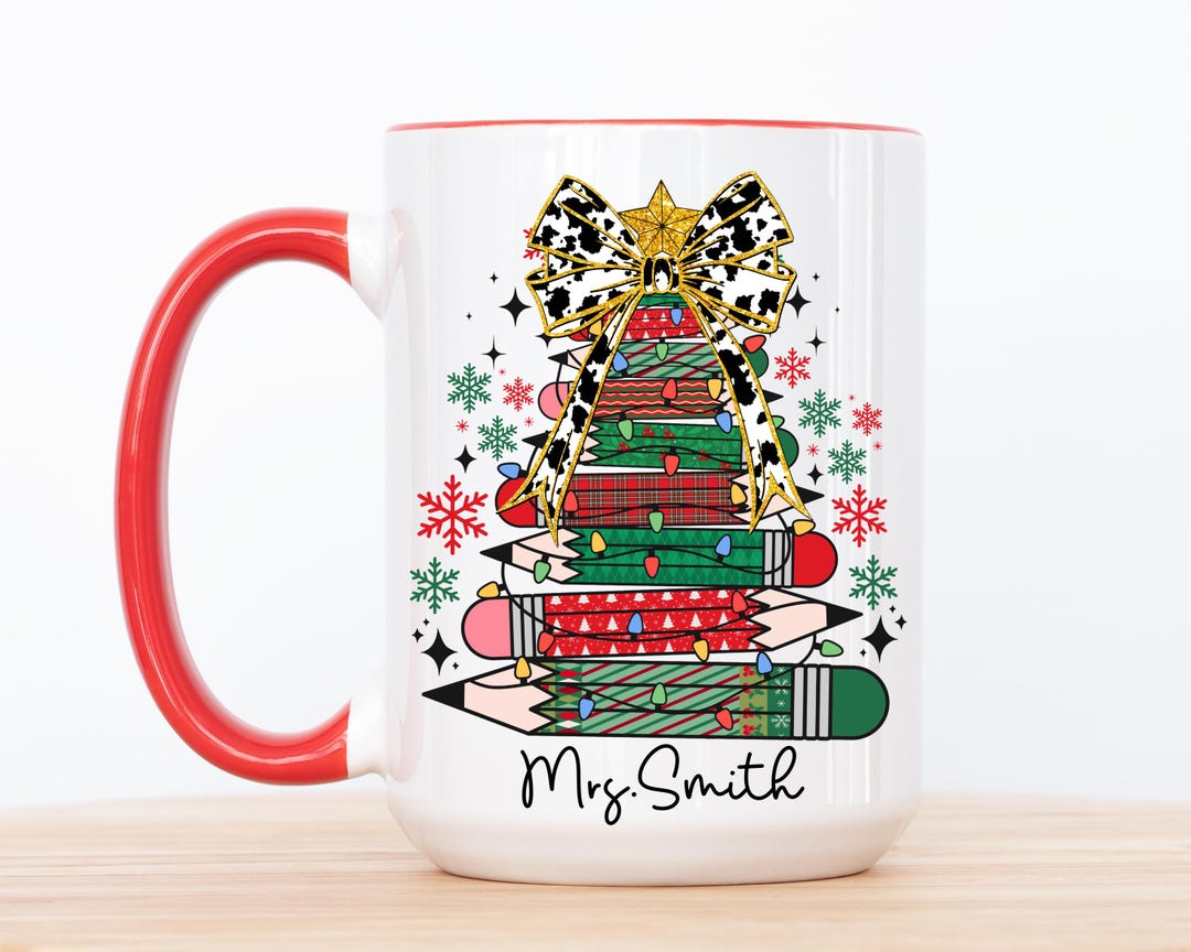 Teacher Christmas Mug,custom Teacher Christmas,personalized Christmas ...