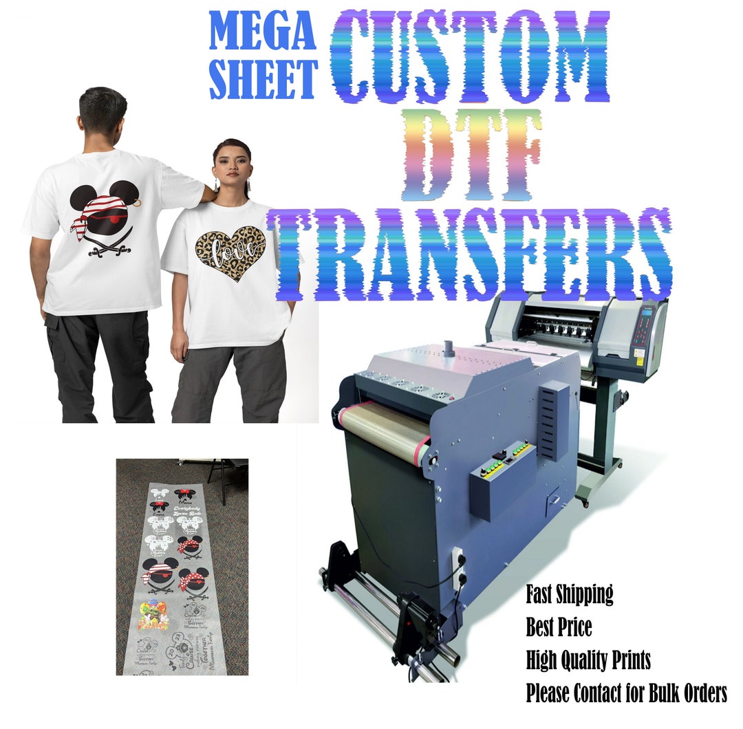 Custom Mega Sheet, Full Color DTF, Shirt Heat Transfer, Ready to Press ...
