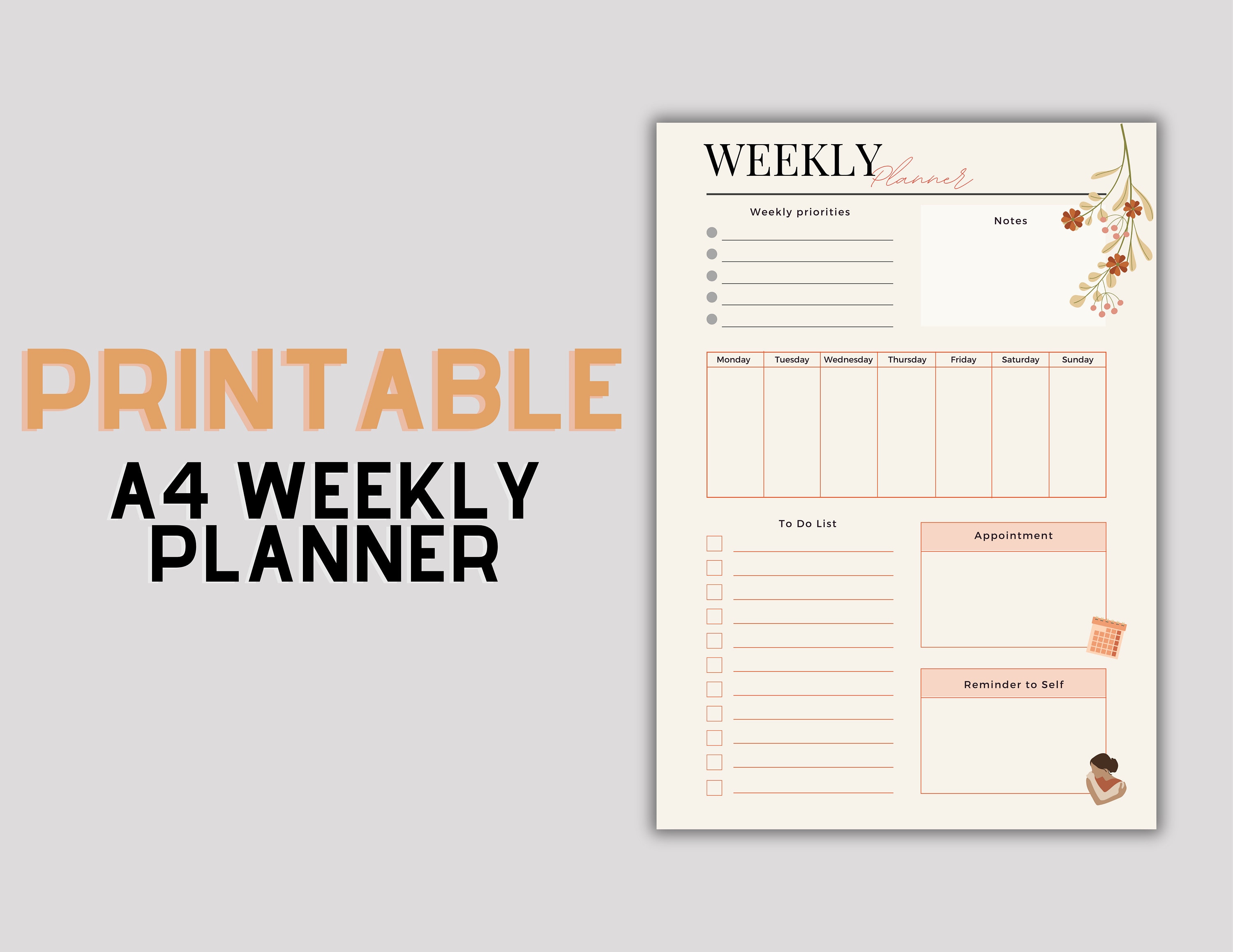 Earthy Printable Weekly Planner Template - Etsy