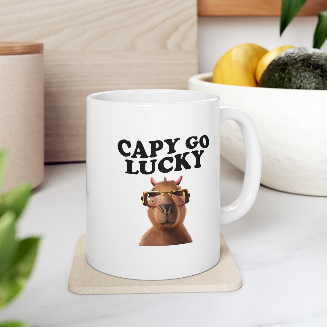 Capybara Mug, Capy Go Lucky Coffee Cup, Capybara Gift, Cute Animal Mug ...