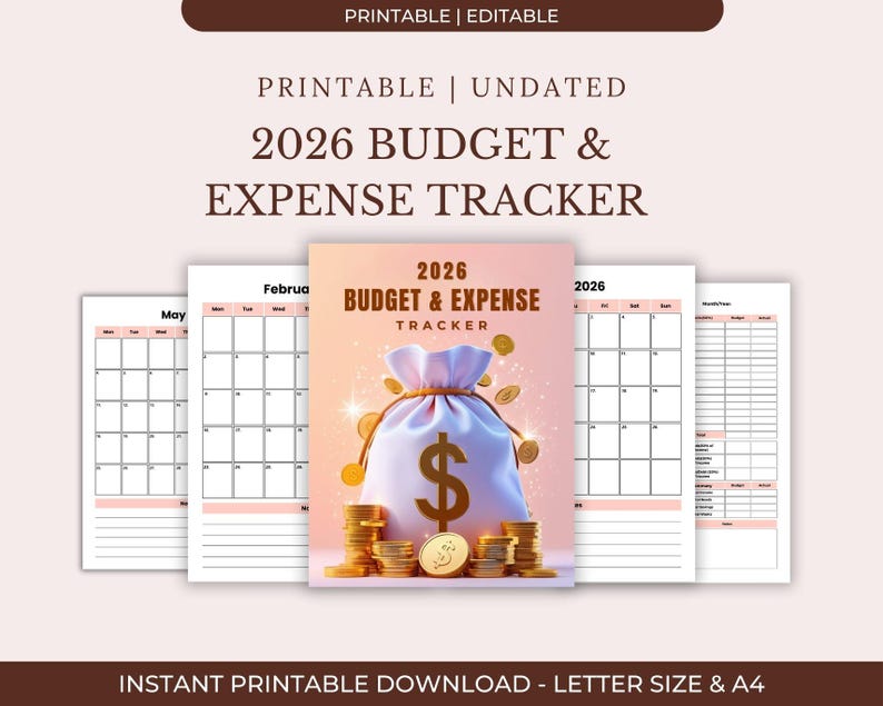 2026 Budget Planner Printable, Expense Tracker PDF, Financial Goals ...