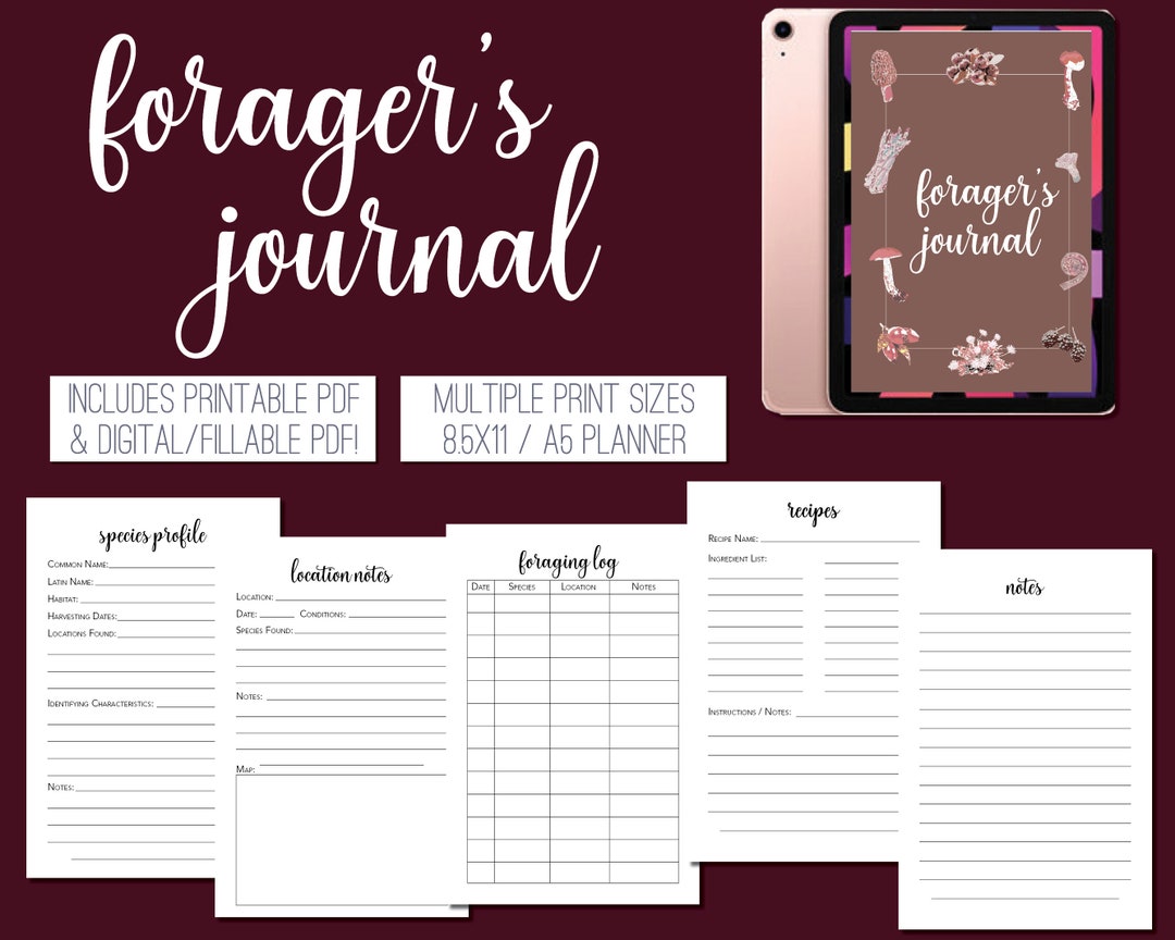 The Forager's Journal - Digital/pdf - Log Book for Foraging ...