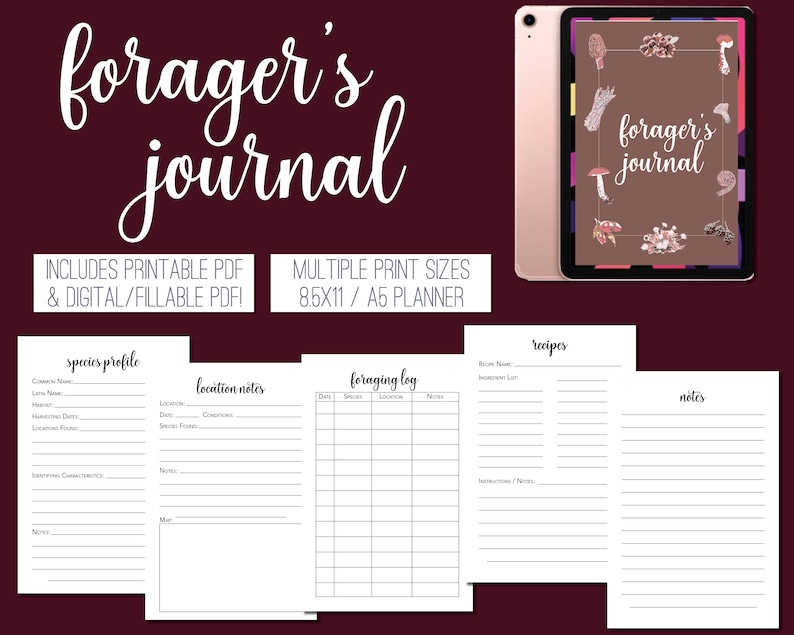 The Forager's Journal - Digital/pdf - Log Book for Foraging ...