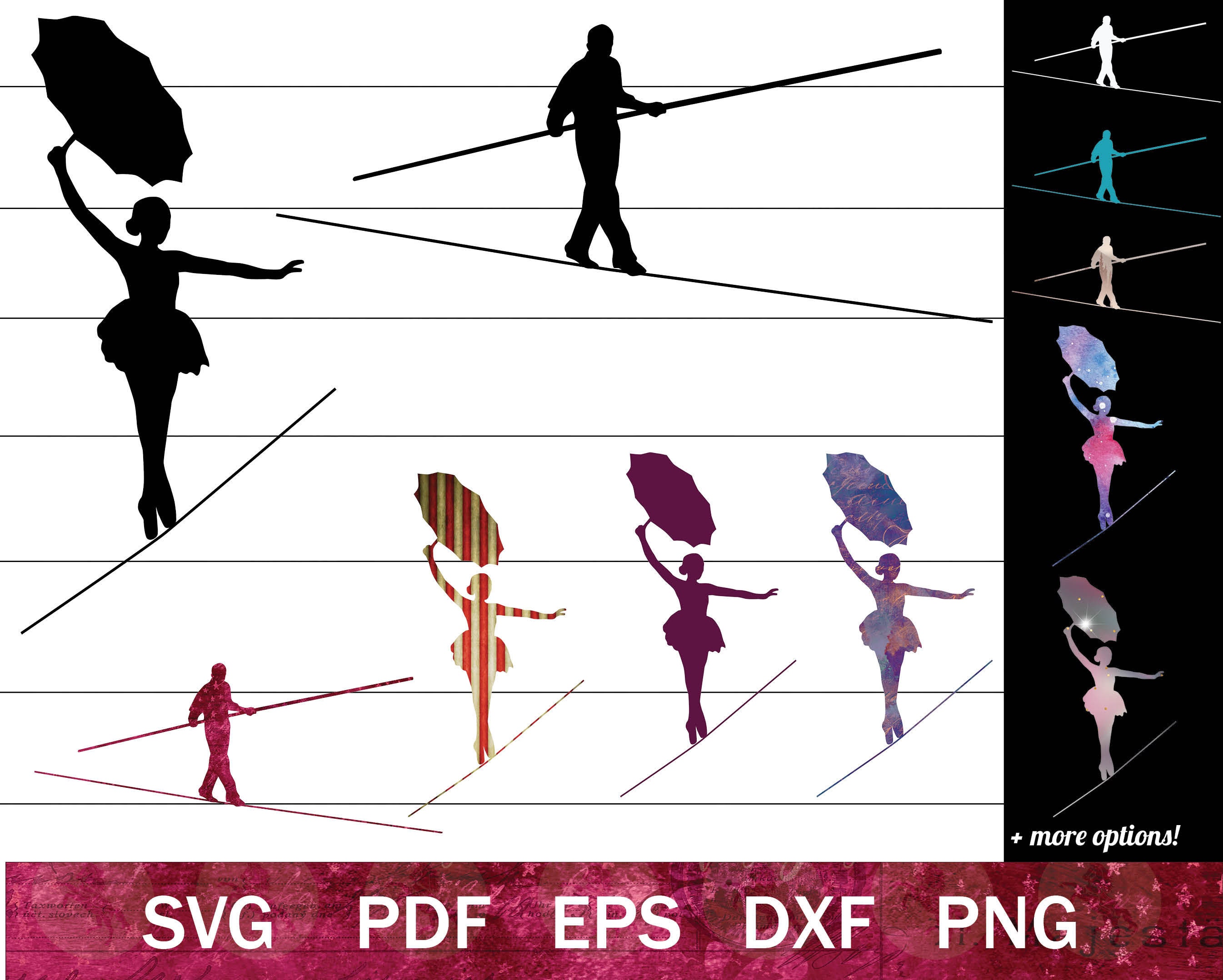 Wire Walker SVG Bundle, Tightrope Walking SVG, Circus Shirt Design ...