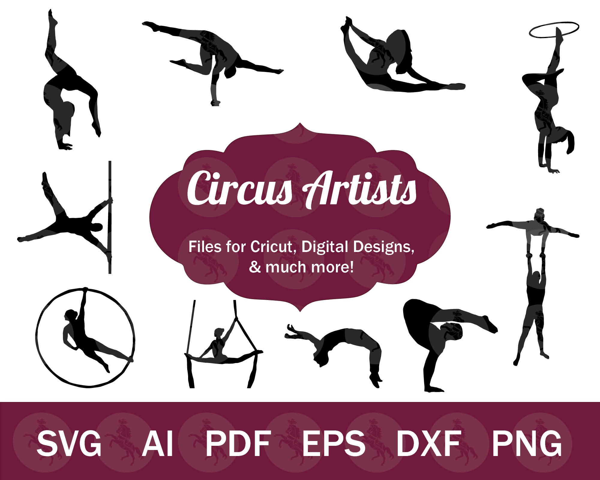 Circus Artist SVG for Cricut, Circus Clip Art, Acrobat Silhouette Cut ...
