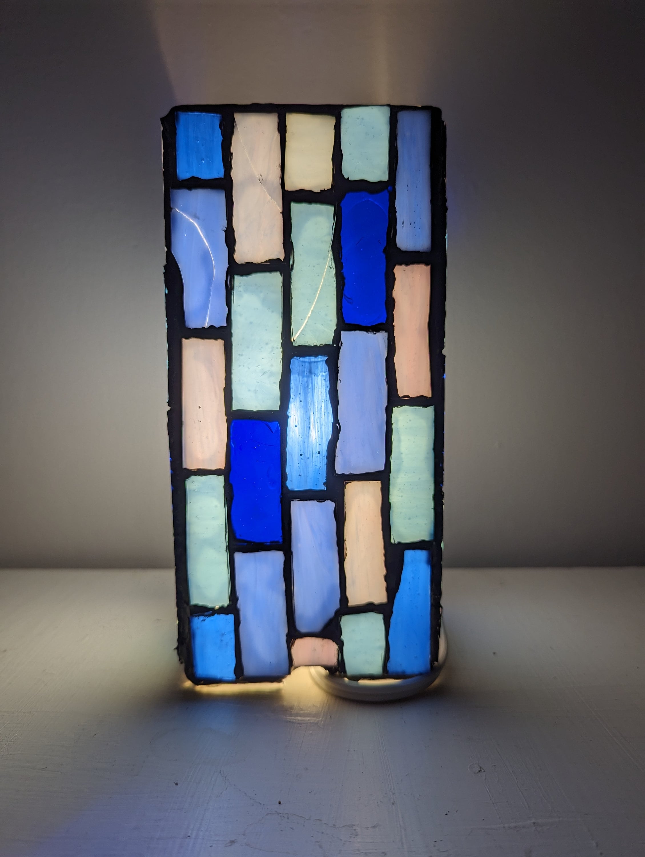 Stained Glass Blue Geometric Lamp - Etsy