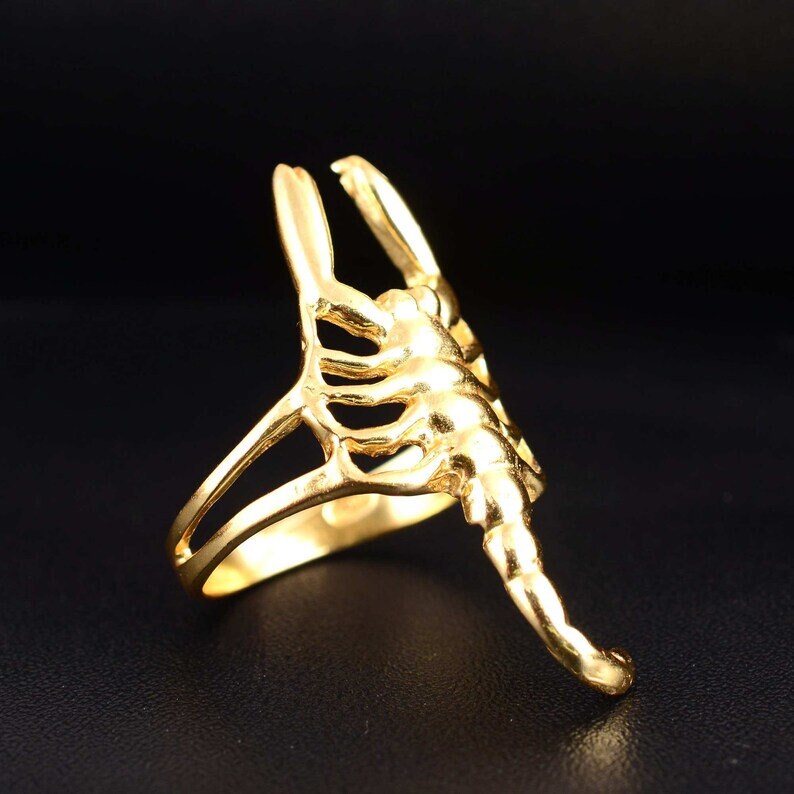 Scorpion Ring, Unisex Ring, Signet Ring, Gold Plated Ring, Womens Ring ...