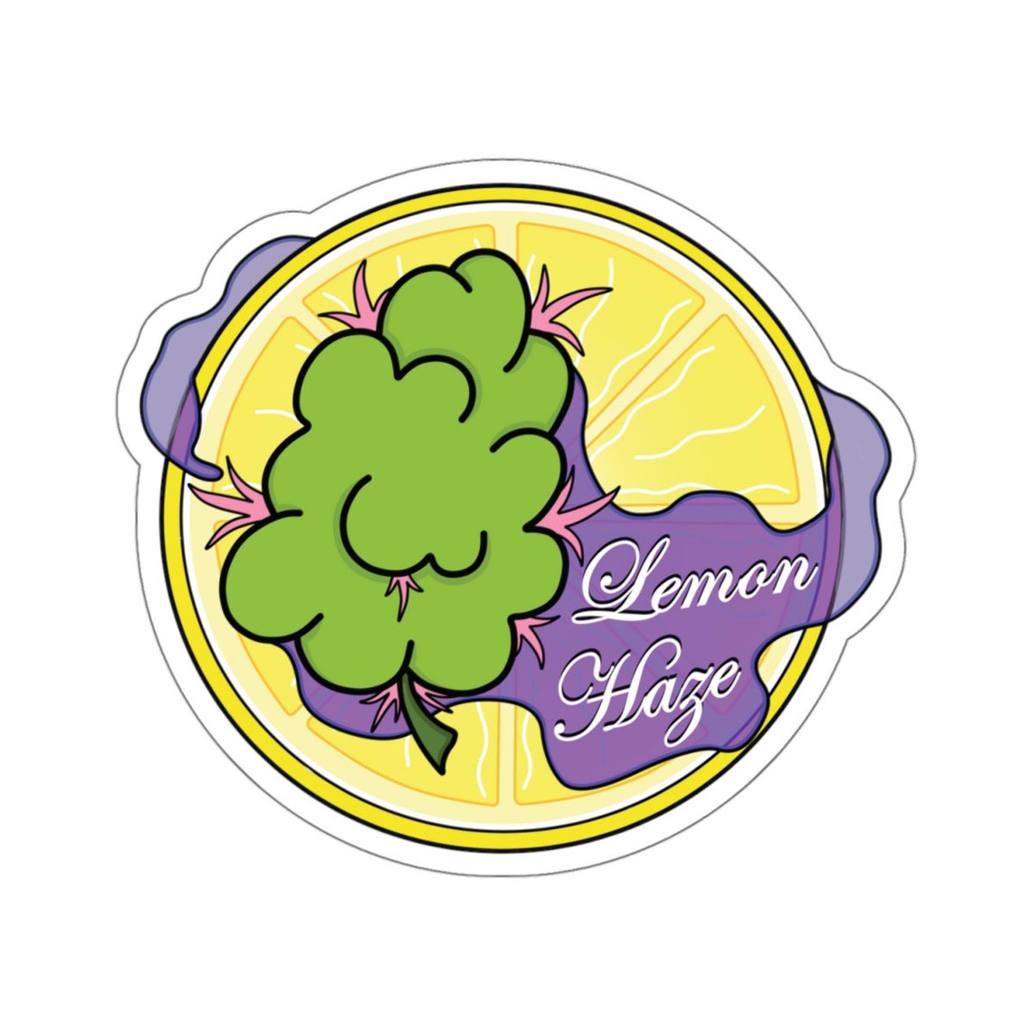 Lemon Haze Strain Kiss-cut Sticker | Pink Lemonade | Weed Label ...