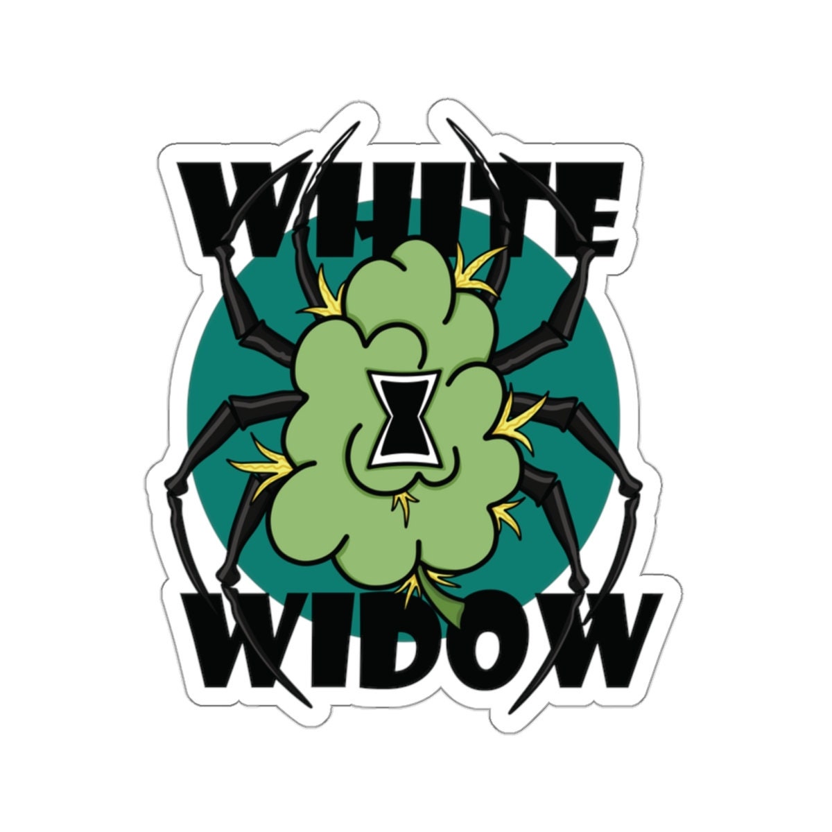 White Widow Teal Background Strain Kiss-cut Sticker Weed Label ...
