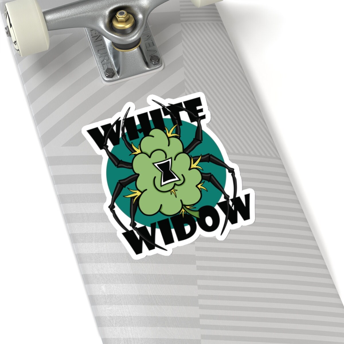 White Widow Teal Background Strain Kiss-cut Sticker Weed Label ...