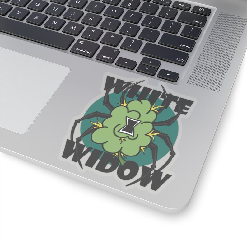 White Widow Teal Background Strain Kiss-cut Sticker Weed Label ...