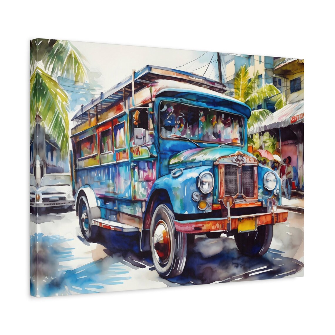 Blue Jeepney Adventure Canvas Art Print Philippines Art - Etsy