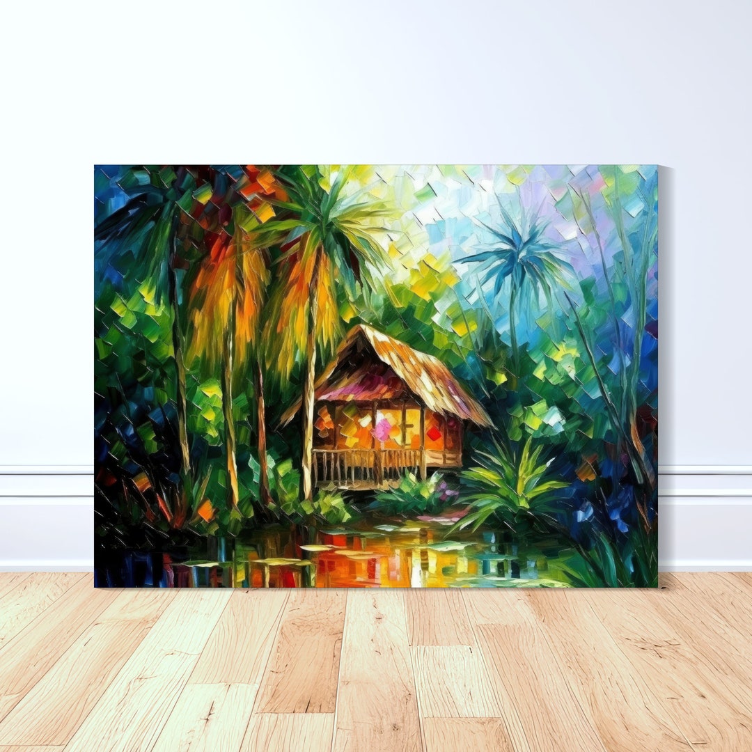 Bahay Kubo Rainforest Reflections Canvas Art Print - Philippines Art ...