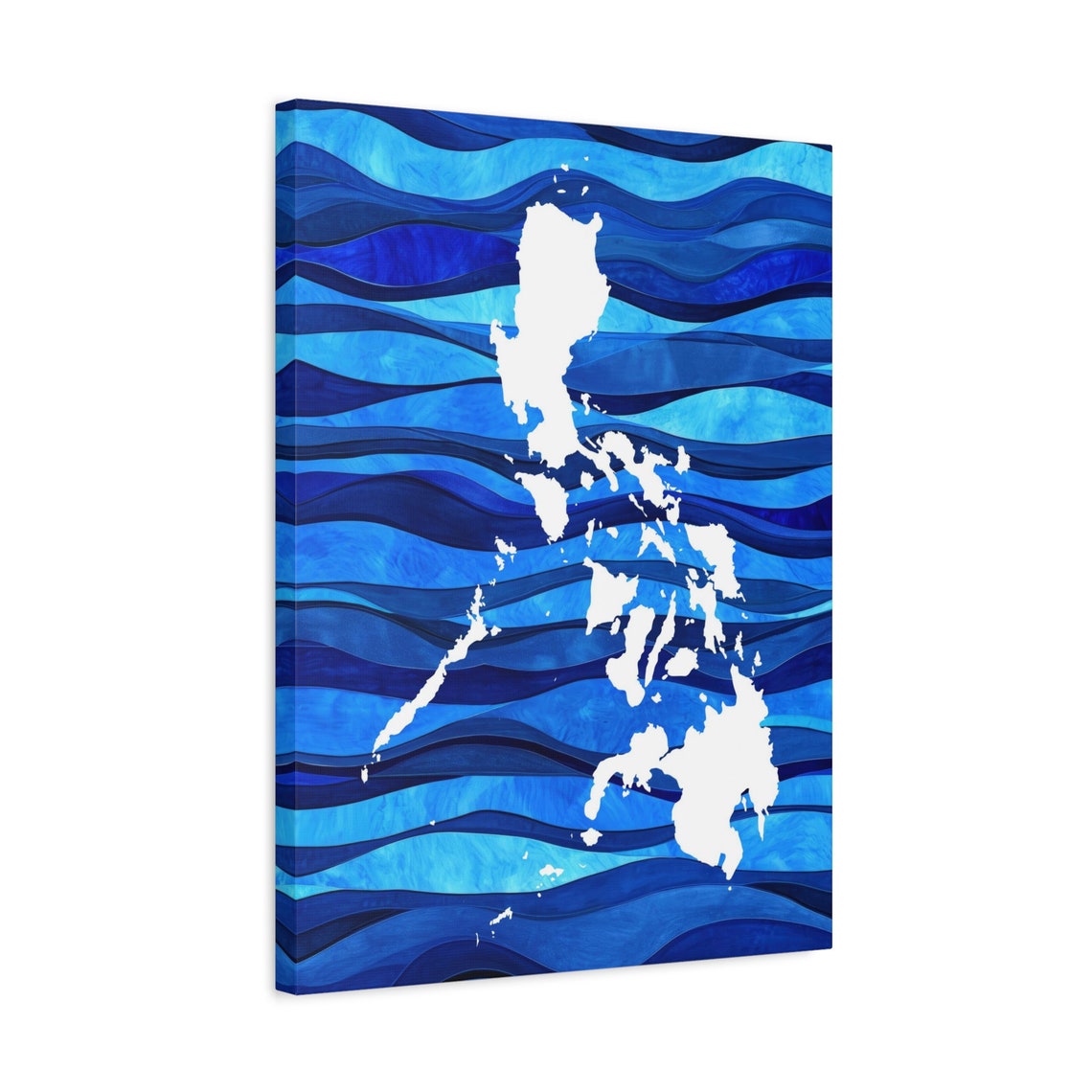 Philippines Silhouette Wavy Ocean Canvas Art Print - Filipino Art, Map ...