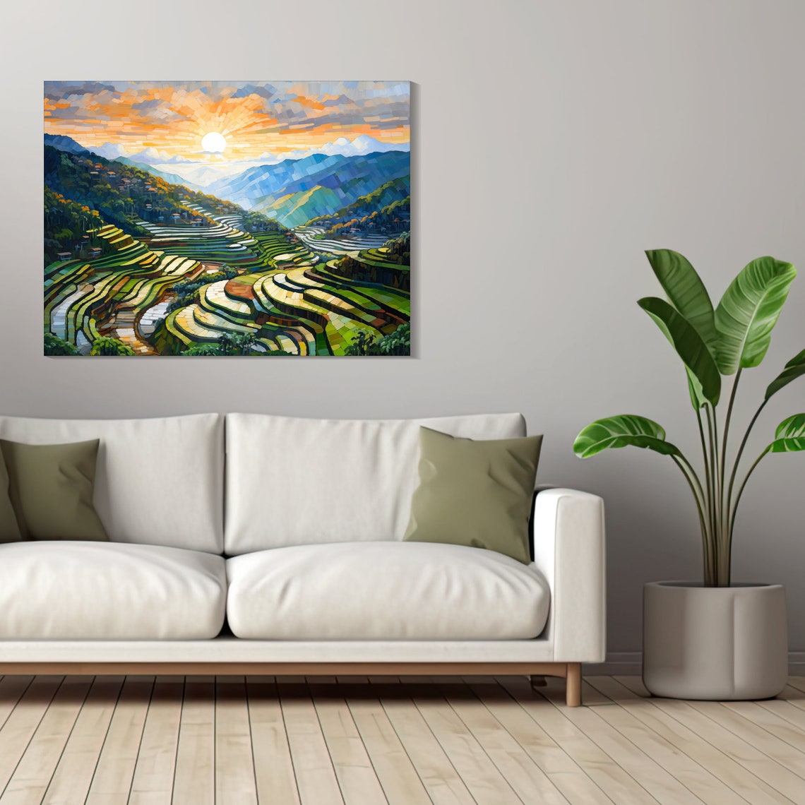 Banaue Rice Terraces Sunrise Canvas Art Print, Philippines Art, Palette ...
