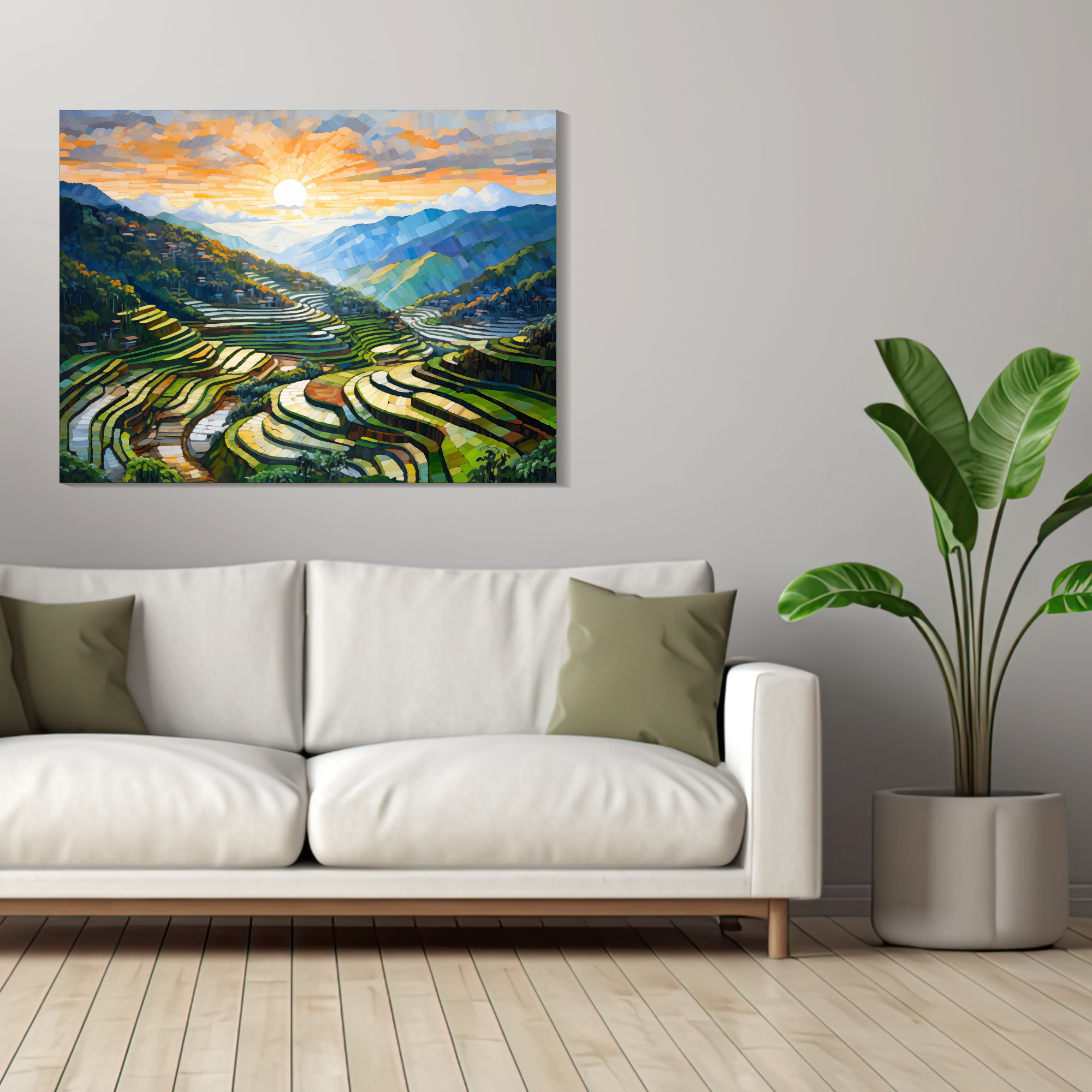 Banaue Rice Terraces Sunrise Canvas Art Print, Philippines Art, Palette ...