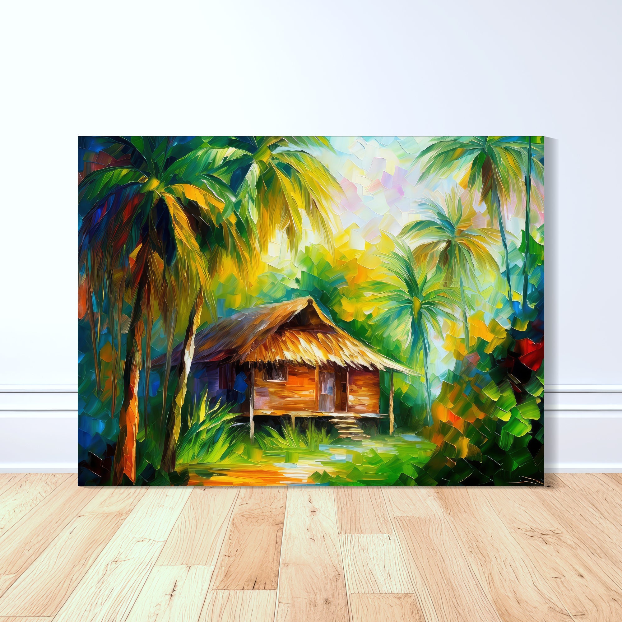 Bahay Kubo Rainforest Retreat Canvas Art Print, Philippines Art, Oil ...