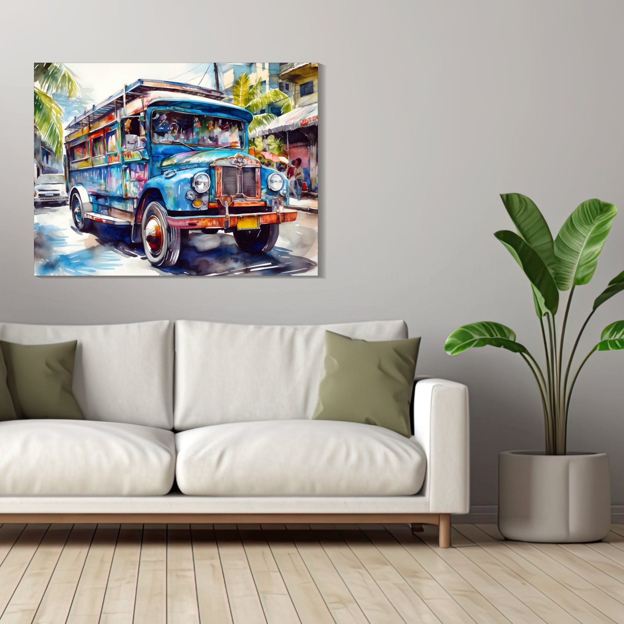 Blue Jeepney Adventure Canvas Art Print Philippines Art - Etsy