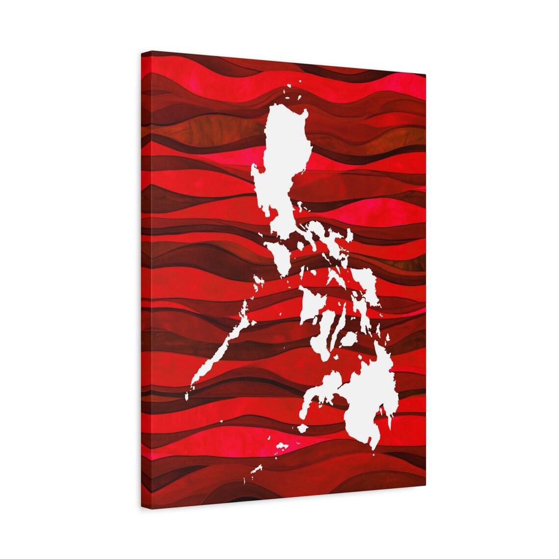 Philippines Silhouette Wavy Red Canvas Art Print - Filipino Art, Map ...