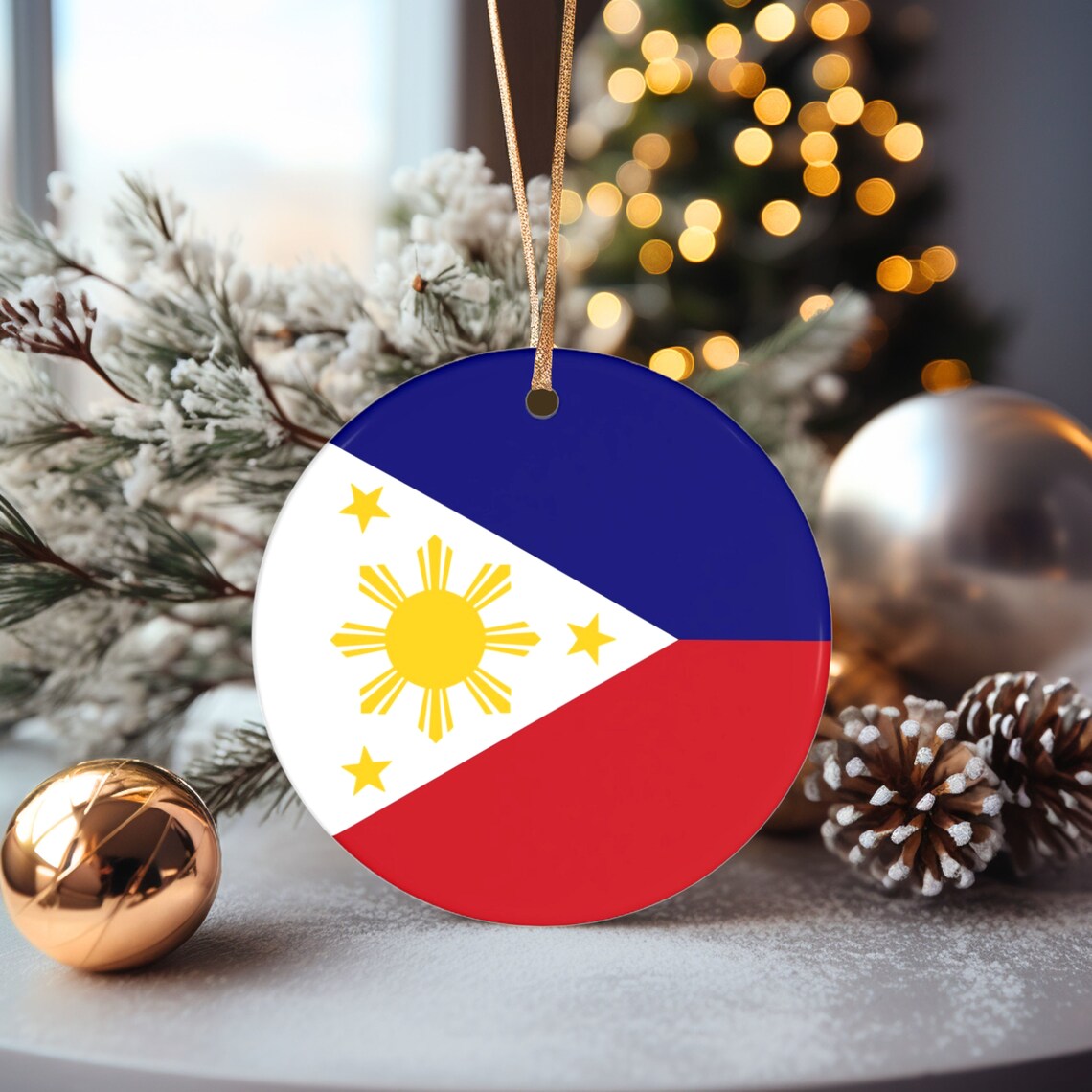 Philippines Flag Christmas Ornament - Ceramic, Horizontal Filipino Flag ...