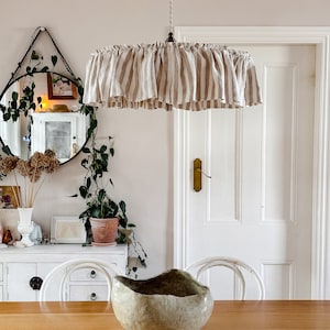 Handmade Linen Ruffle Pendant Light Shade: Cotswolds Stripe - Etsy
