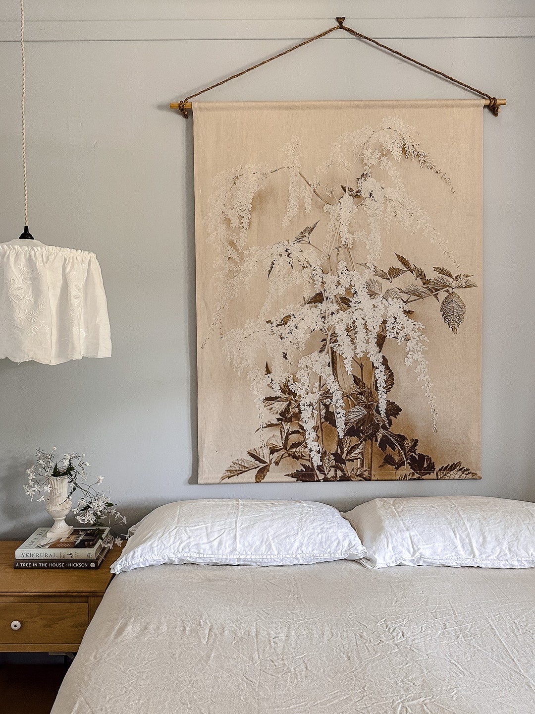 Handmade 100% LINEN 'betsy' Floral Vintage Artwork Print - Linen Wall ...
