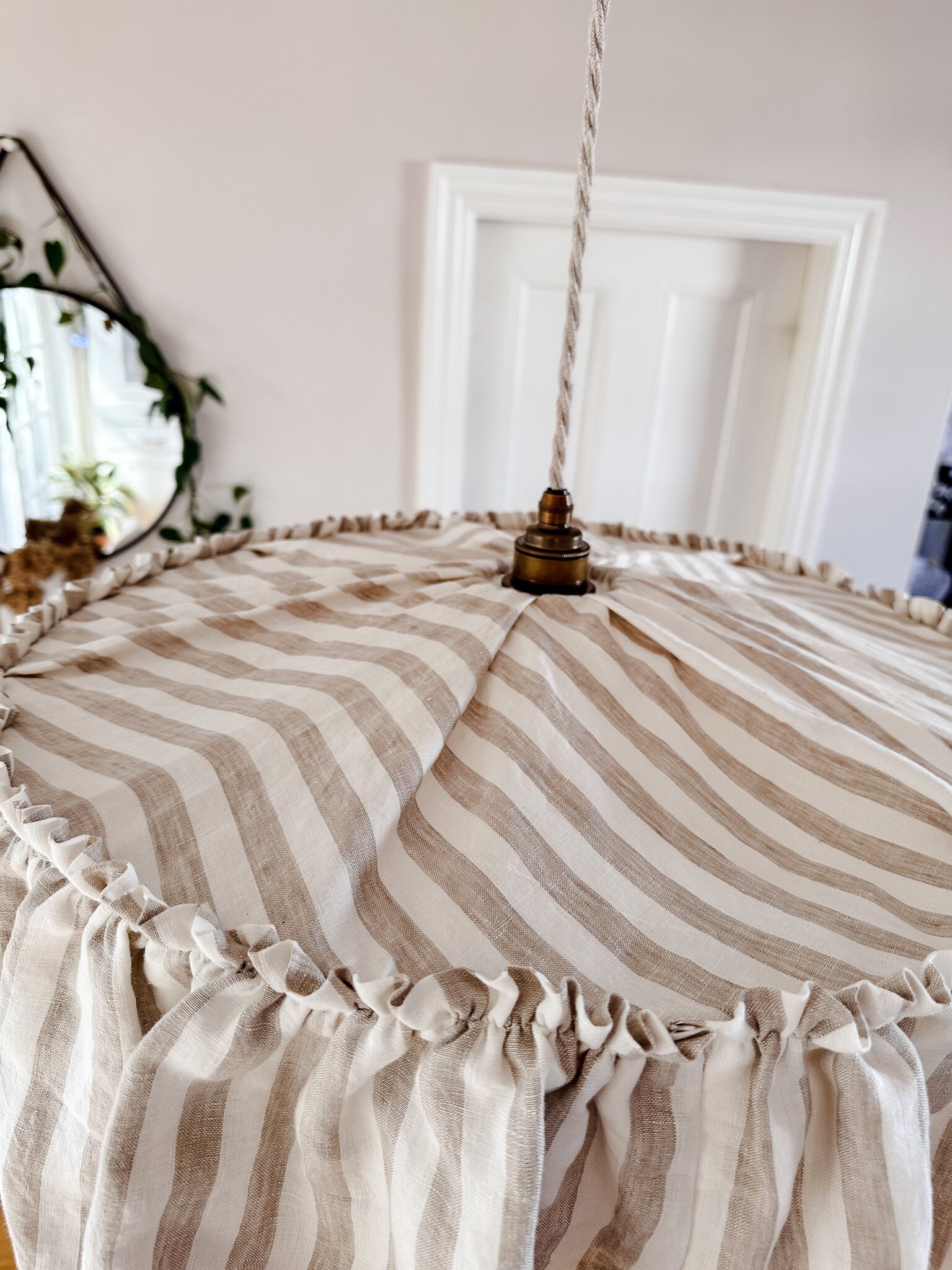 Handmade Linen Ruffle Pendant Light Shade: Cotswolds Stripe - Etsy