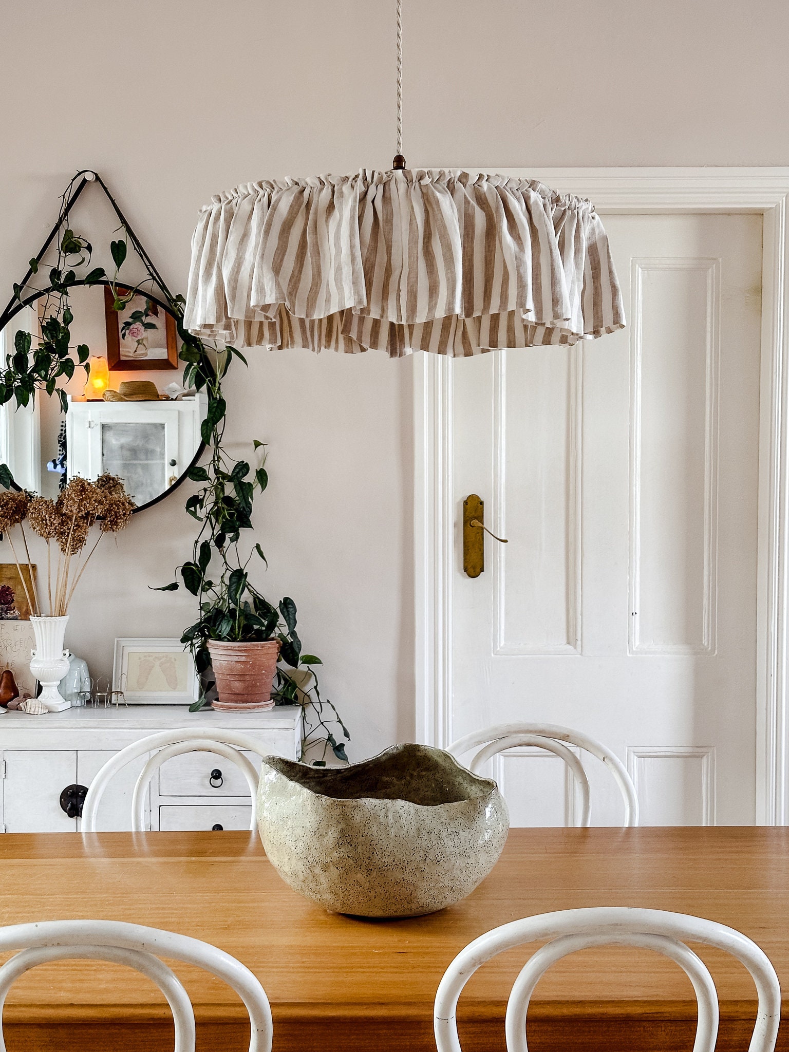 Handmade Linen Ruffle Pendant Light Shade: Cotswolds Stripe - Etsy