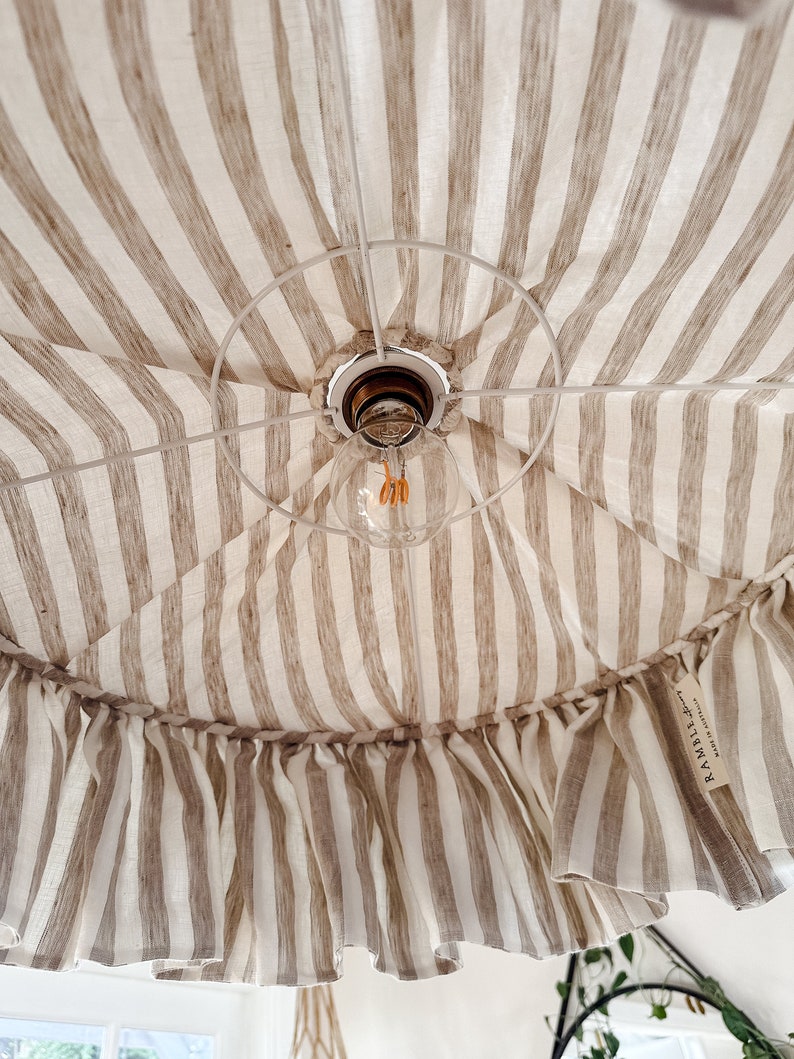 Handmade Linen Ruffle Pendant Light Shade: Cotswolds Stripe - Etsy