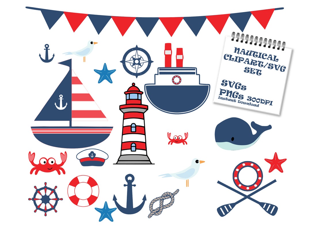 Nautical Clipart SVG PNG Images - Etsy
