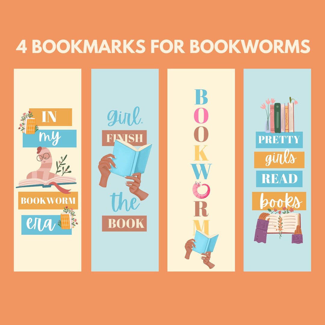 4 Bookmarks for Book Lovers | Digital Download PDF & PNG Files - Etsy
