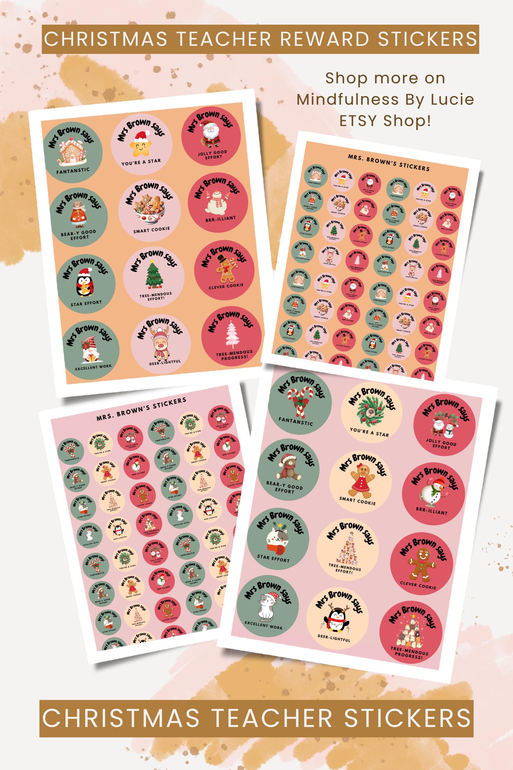 Christmas Reward Stickers: Teacher Well Done Stickers (PDF Download) - Etsy