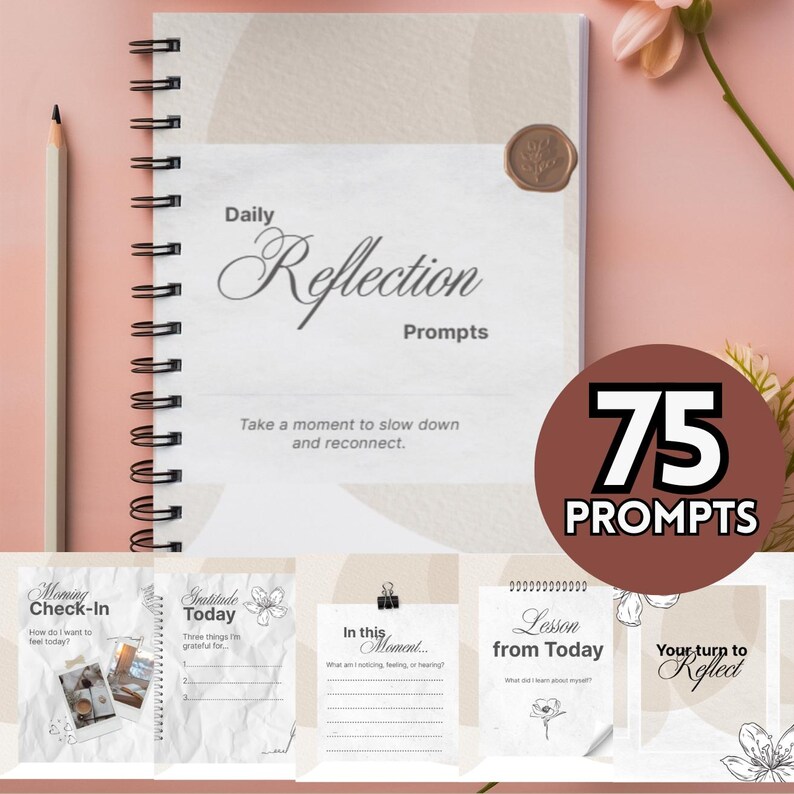 75 Guided Journal Prompts | Self Reflection, Personal Growth (digital ...