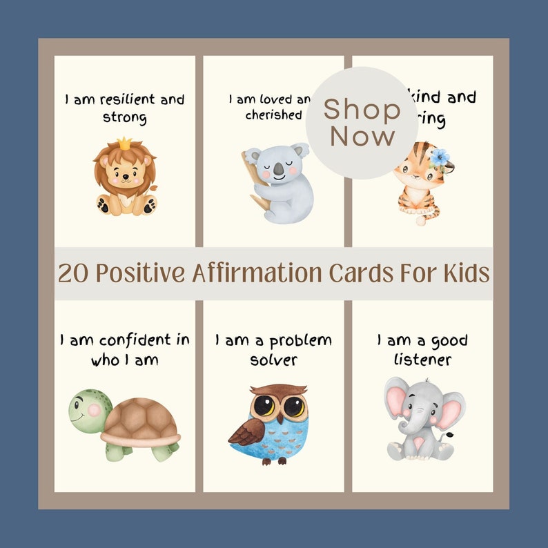 Kids Positive Affirmation Cards | Set of 20 Kids Affirmation Cards ...
