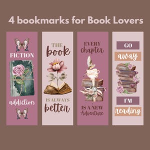4 Bookmarks for Book Babes | Book Lovers | Digital Download PDF & PNG ...