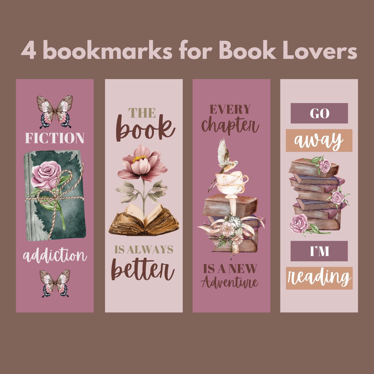 4 Bookmarks for Book Babes | Book Lovers | Digital Download PDF & PNG ...