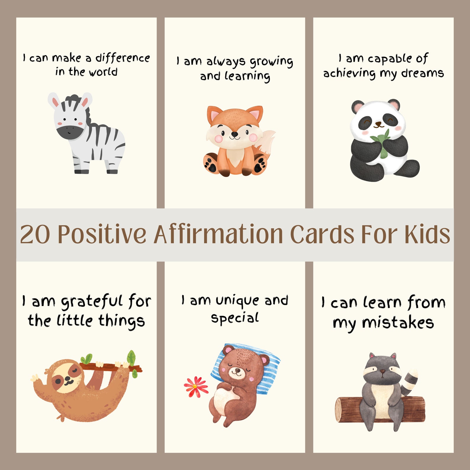 Kids Positive Affirmation Cards | Set of 20 Kids Affirmation Cards ...
