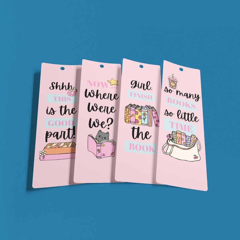 4 CUTE Bookmarks for Book Lovers | Colorful Design | Cat Lovers ...